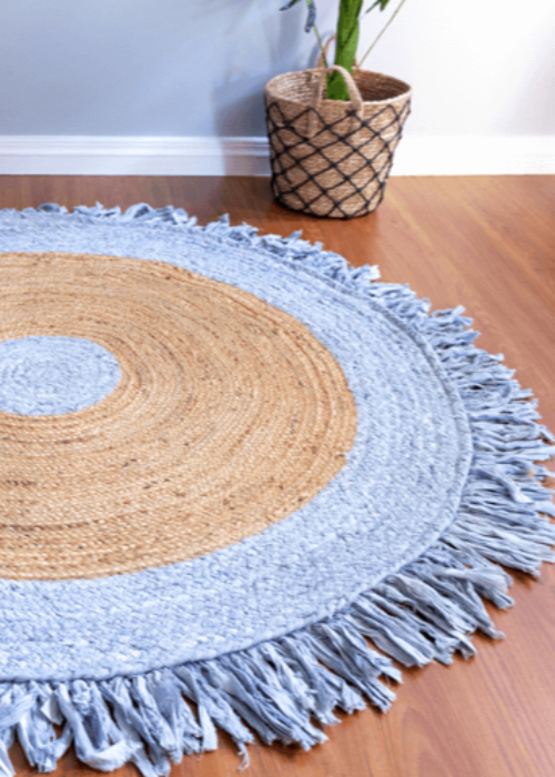 Silver White Handmade Designer Jute Round Rug – Rug House NZ