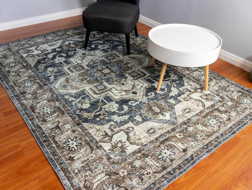 Blue And Brown Vintage Area Rug – Rug House NZ